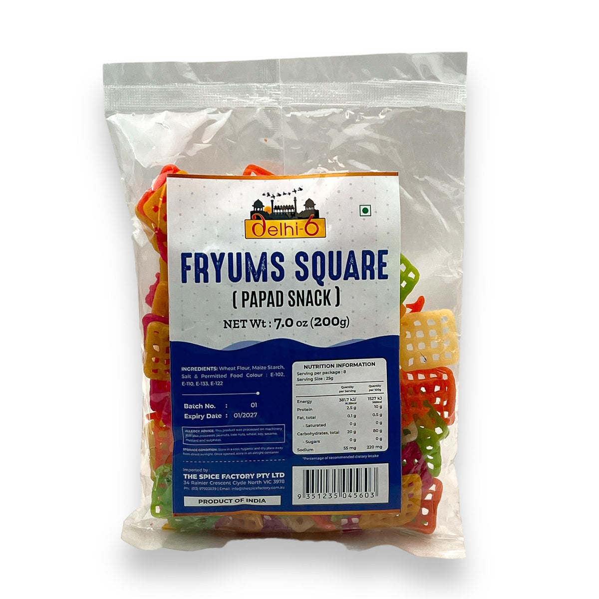 Buy Delhi 6 Fryums Square (Papad Snack) 200gm from Online Indian ...