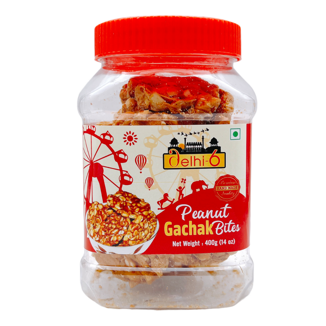 Buy Delhi 6 Peanut Gachak/ Chikki Bites 400Gm (Jar) from Online Indian ...