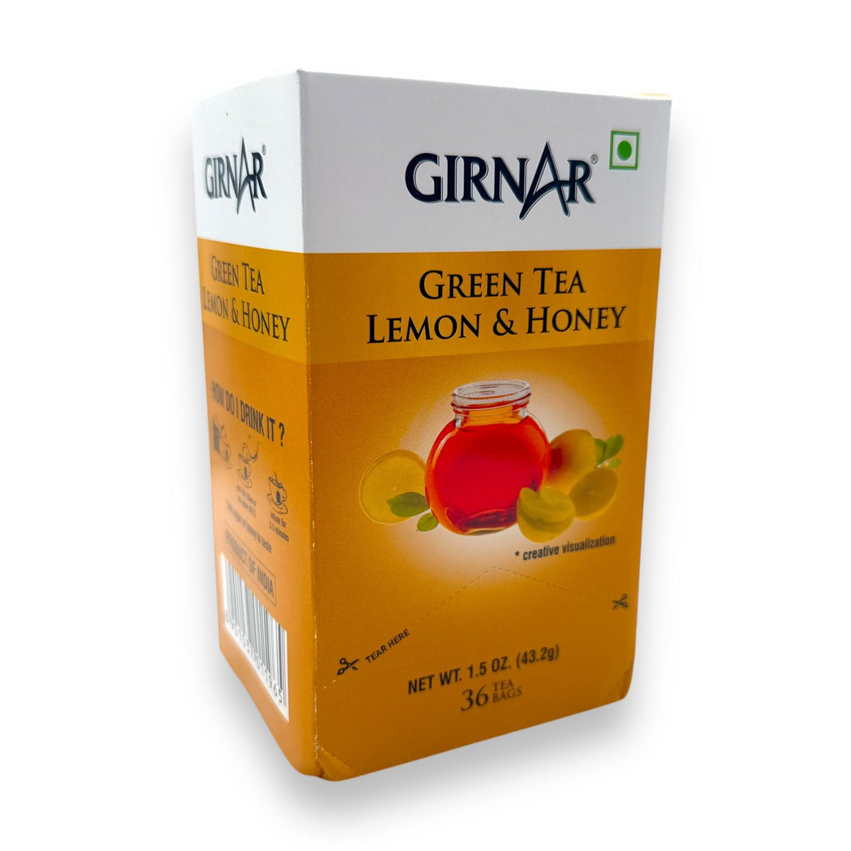 Buy Girnar Lemon Honey Green Tea 43.2Gm from Online Indian Grocery Shop ...