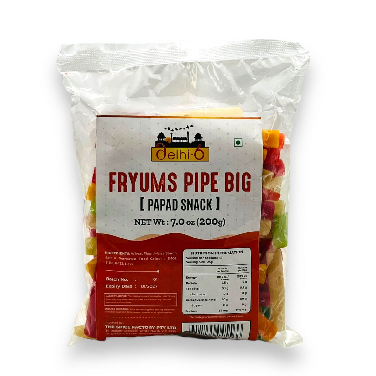 Buy Delhi 6 Fryums Pipe (Papad Snack) Big 200gm from Online Indian ...